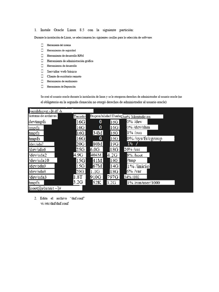 Instalando Oracle Linux 8.5 o Superior y Requisitos Previos de R12 - WASA | PDF | Sistema de ...