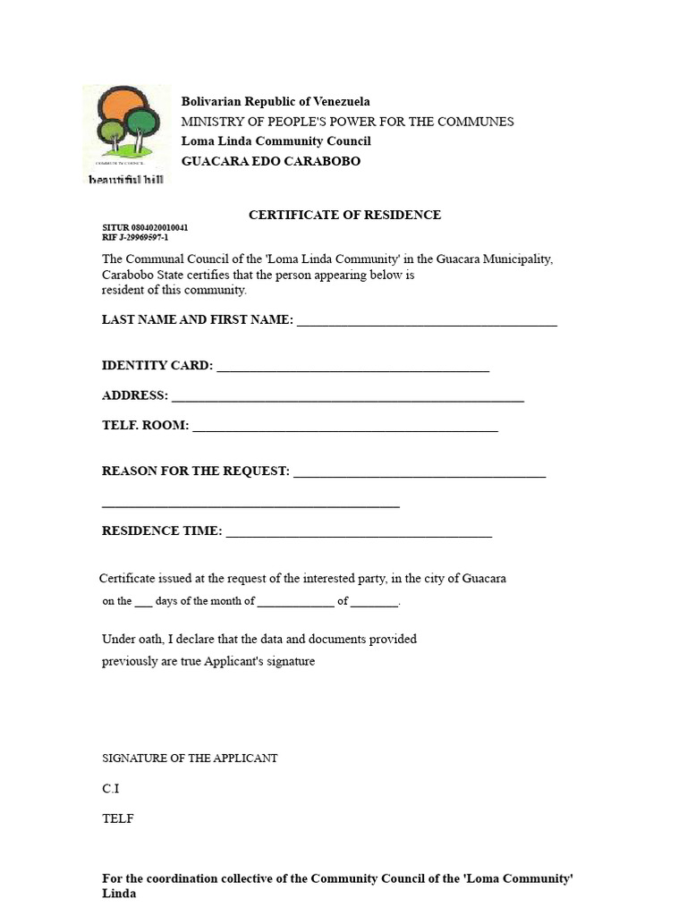 Certificate of Residence | PDF