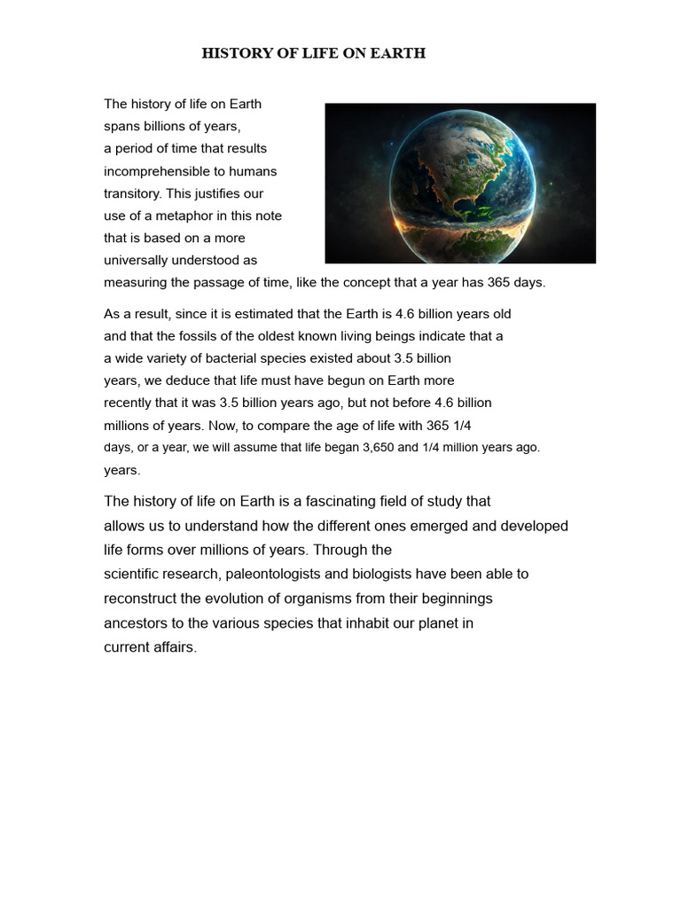 History of Life On Earth | PDF | Life | Mammals