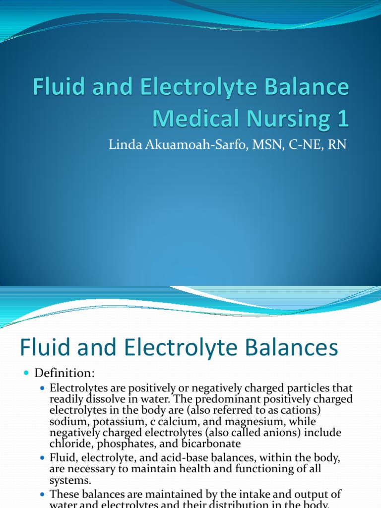 Fluid and Electrolyte Balance | PDF | Dehydration | Electrolyte