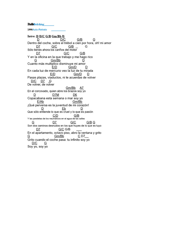 Letras de "Paralelas" de Belchior | PDF