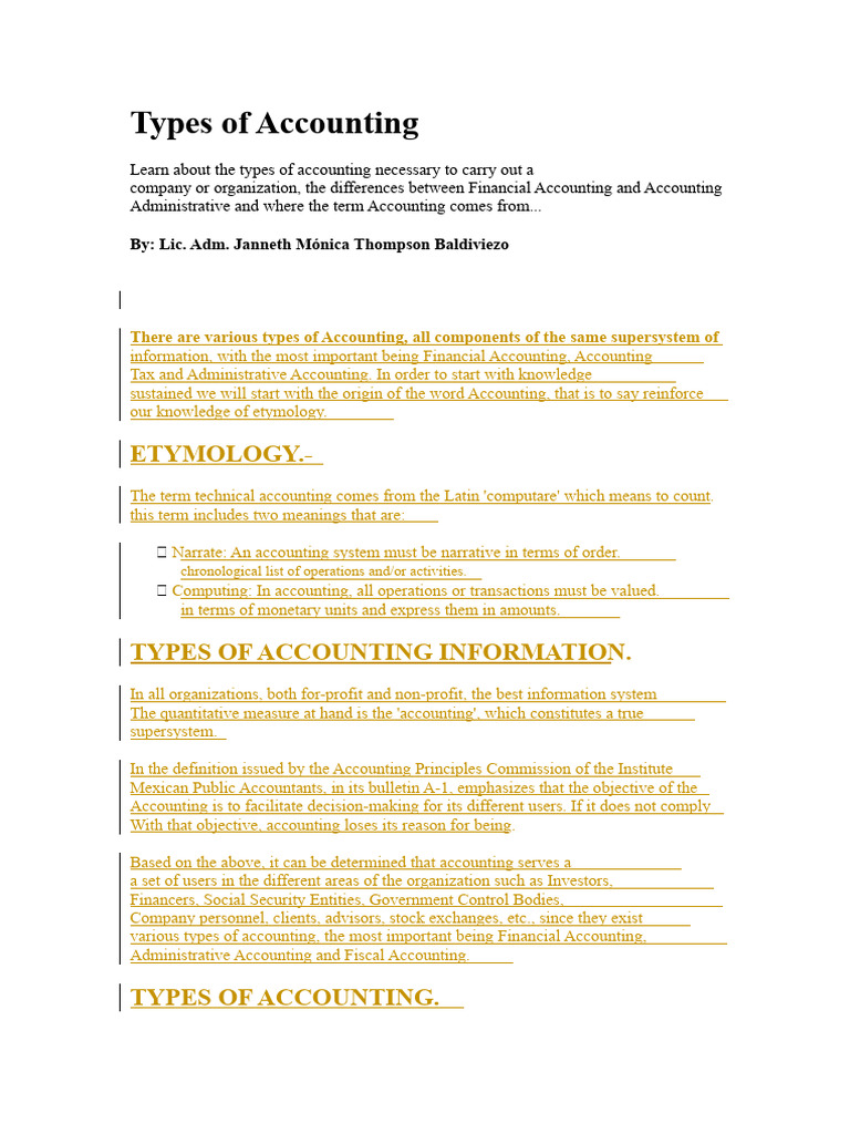 Types of Accounting | PDF | Financial Accounting | Accounting