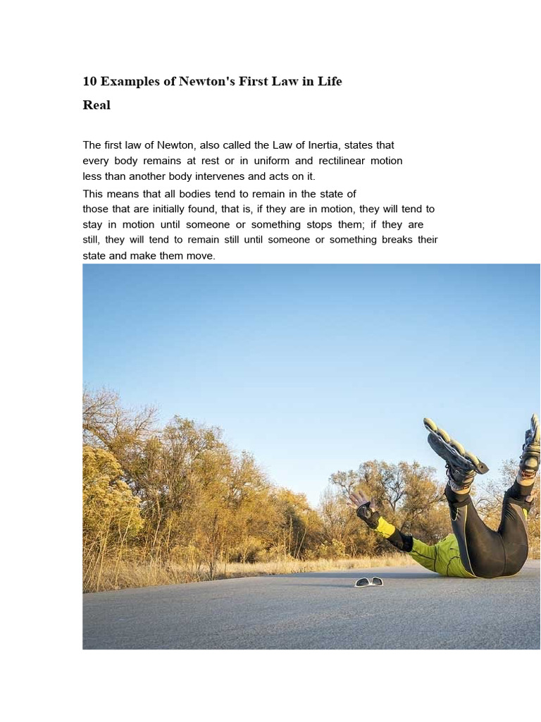 10 Examples of Newton's First Law in Real Life | PDF | Newton's Laws Of ...