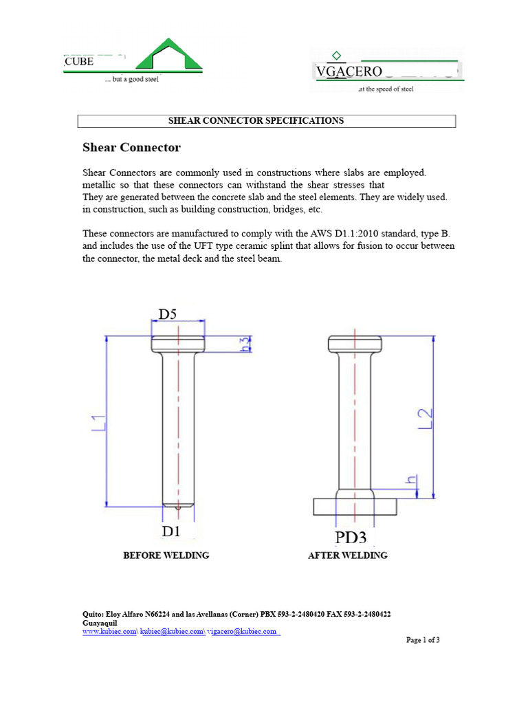Kubiec Shear Connector Specifications | PDF | Welding | Construction