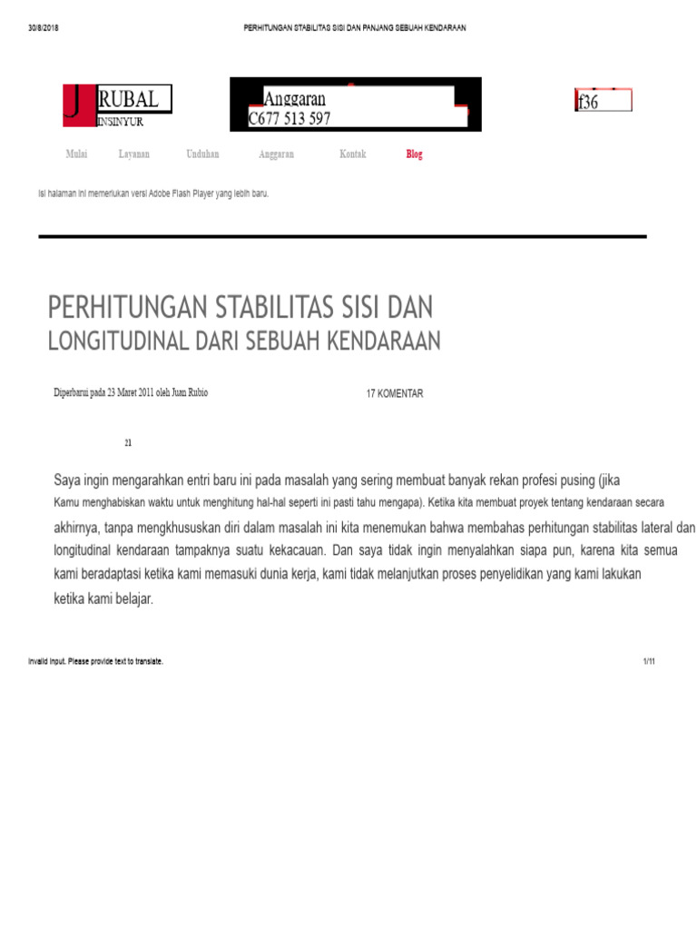 Stabilitas Lateral dan Longitudinal Kendaraan | PDF