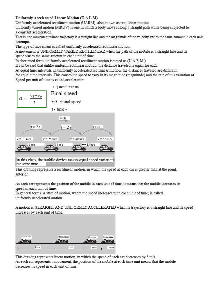 Uniformly Accelerated Rectilinear Motion | PDF | Acceleration | Mechanics