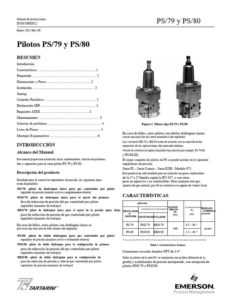 Manual Pilotos PS/79 y PS/80 | PDF | Tornillo | Gases