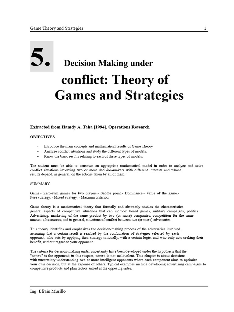 Class Notes - Game Theory and Strategies | PDF | Systems Theory ...