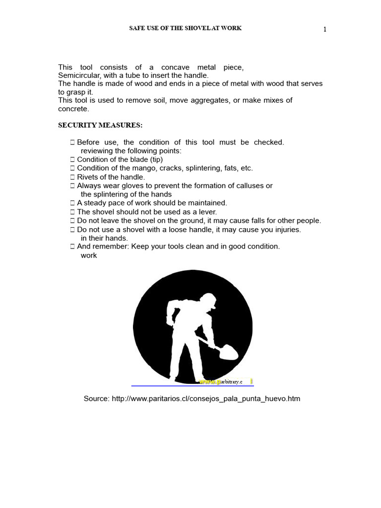 Safe Use of The Shovel | PDF