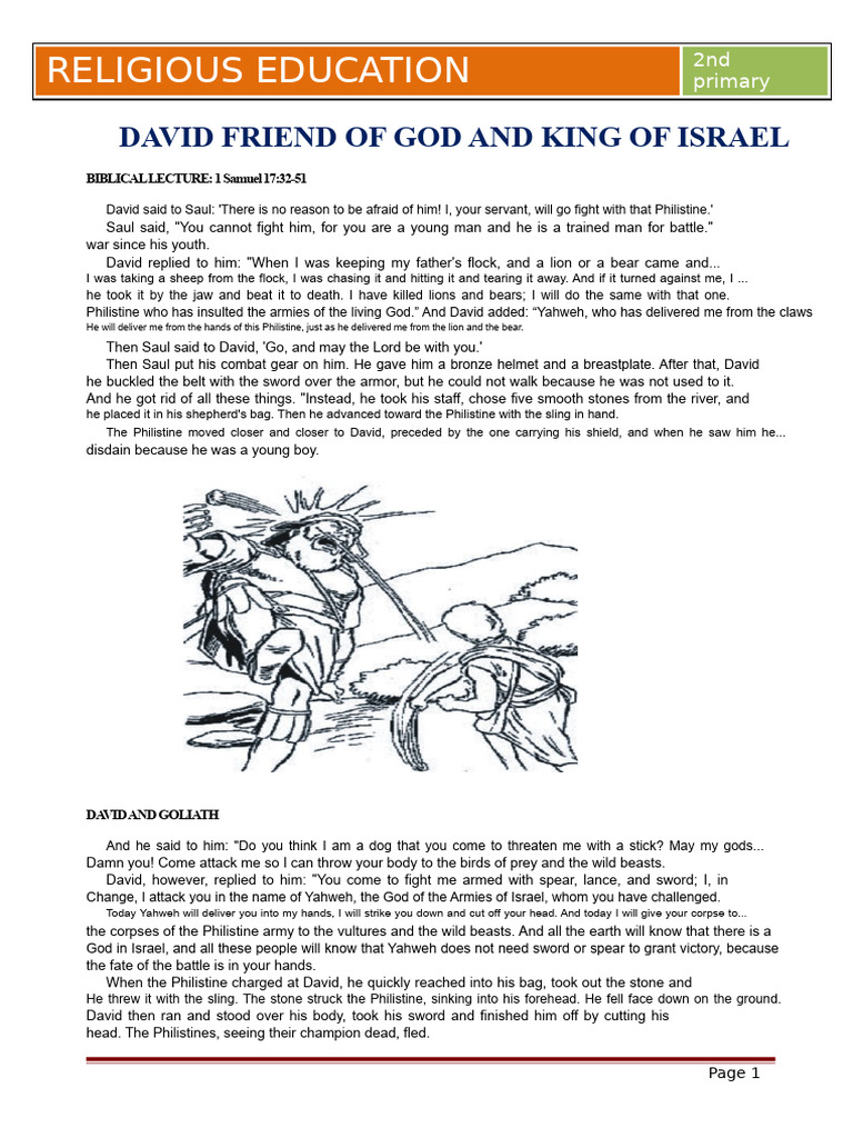 Religious Education: David Friend of God and King of Israel | PDF ...