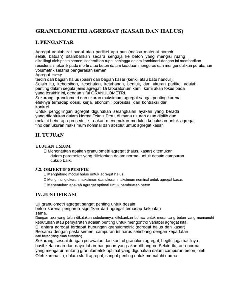 Granulometri Agregat Kerangka Teoritis | PDF