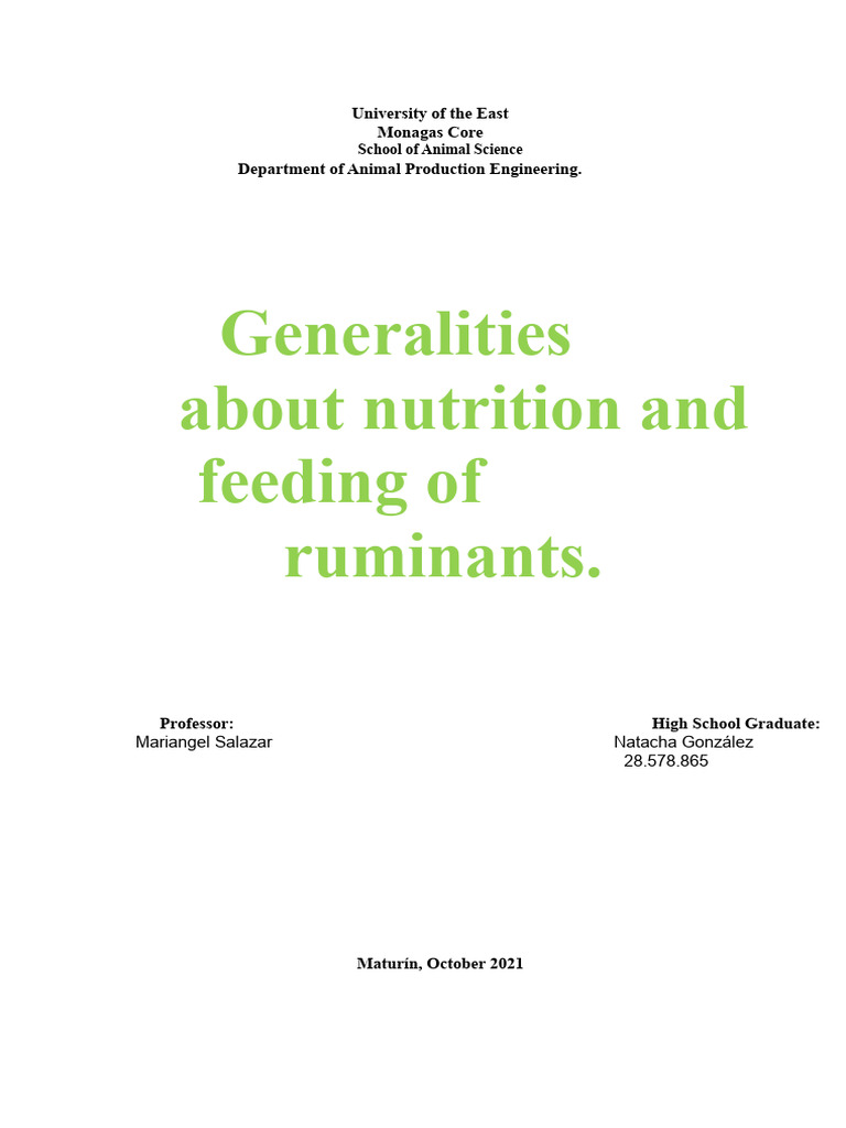 Ruminant Nutrition and Feeding Guide | PDF | Ruminant | Nutrition