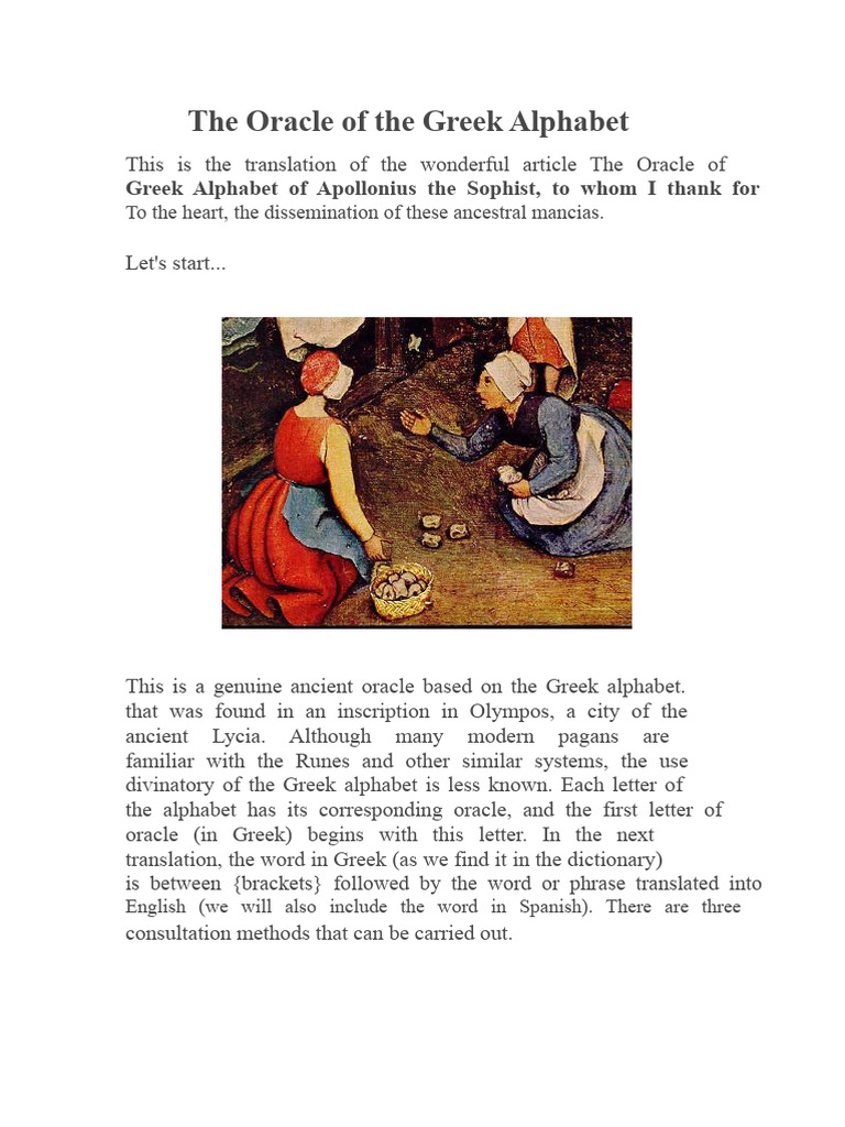 Greek Alphabet Oracle Explained | PDF | Greek Alphabet | Apollo