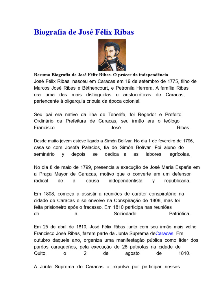 Biografia de José Félix Ribas | PDF
