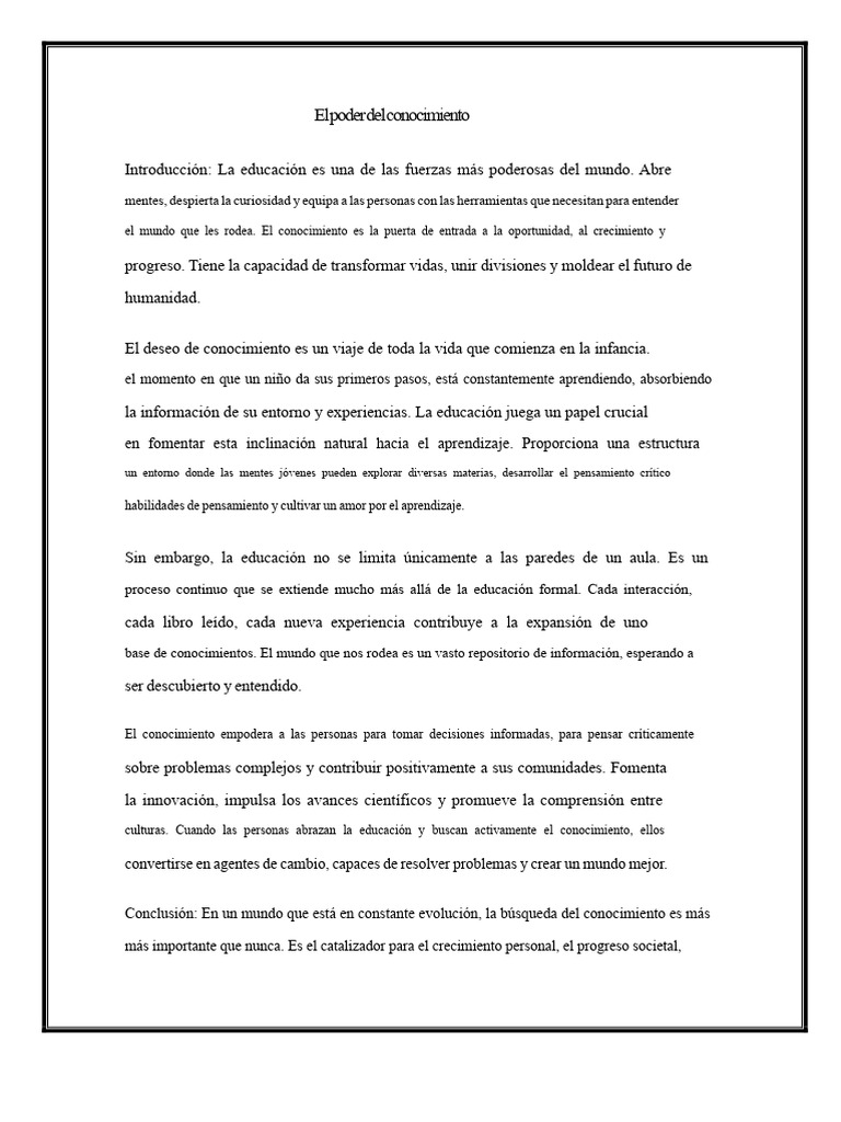 El poder transformador del conocimiento | PDF