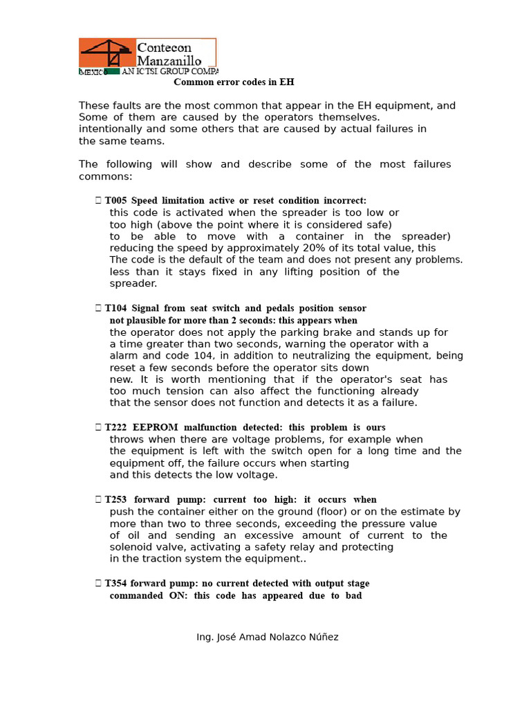 Common Error Codes in EH | PDF | Switch | Sensor