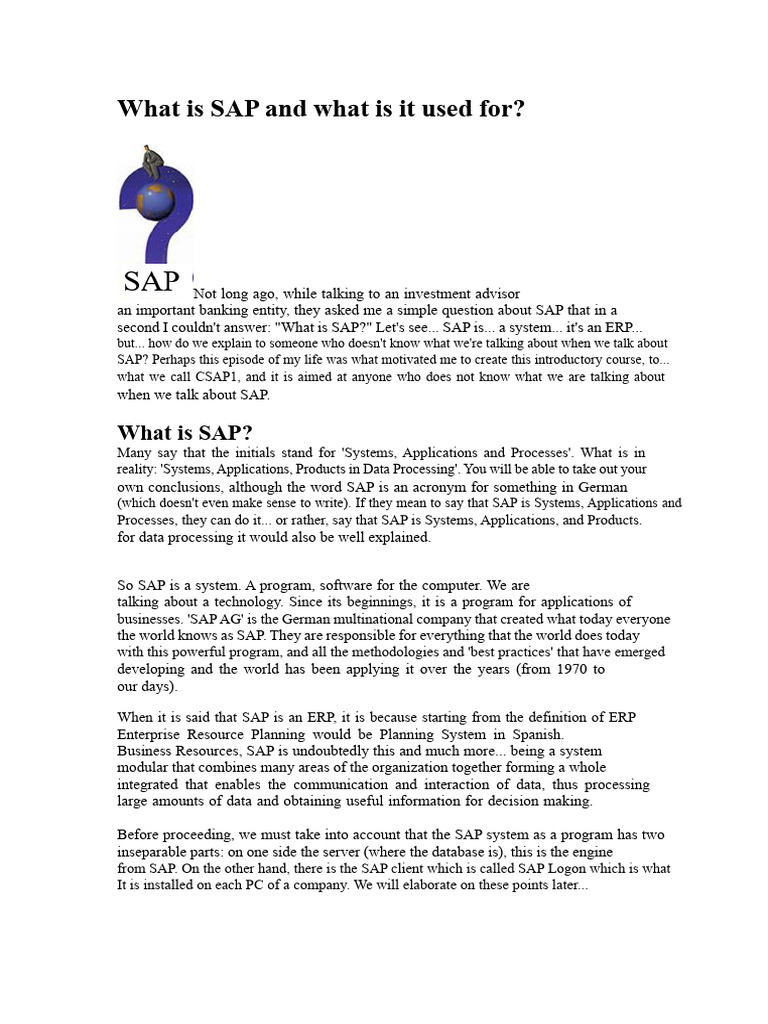What Is SAP and What Is It Used For? | PDF | Window (Computing) | Icon ...