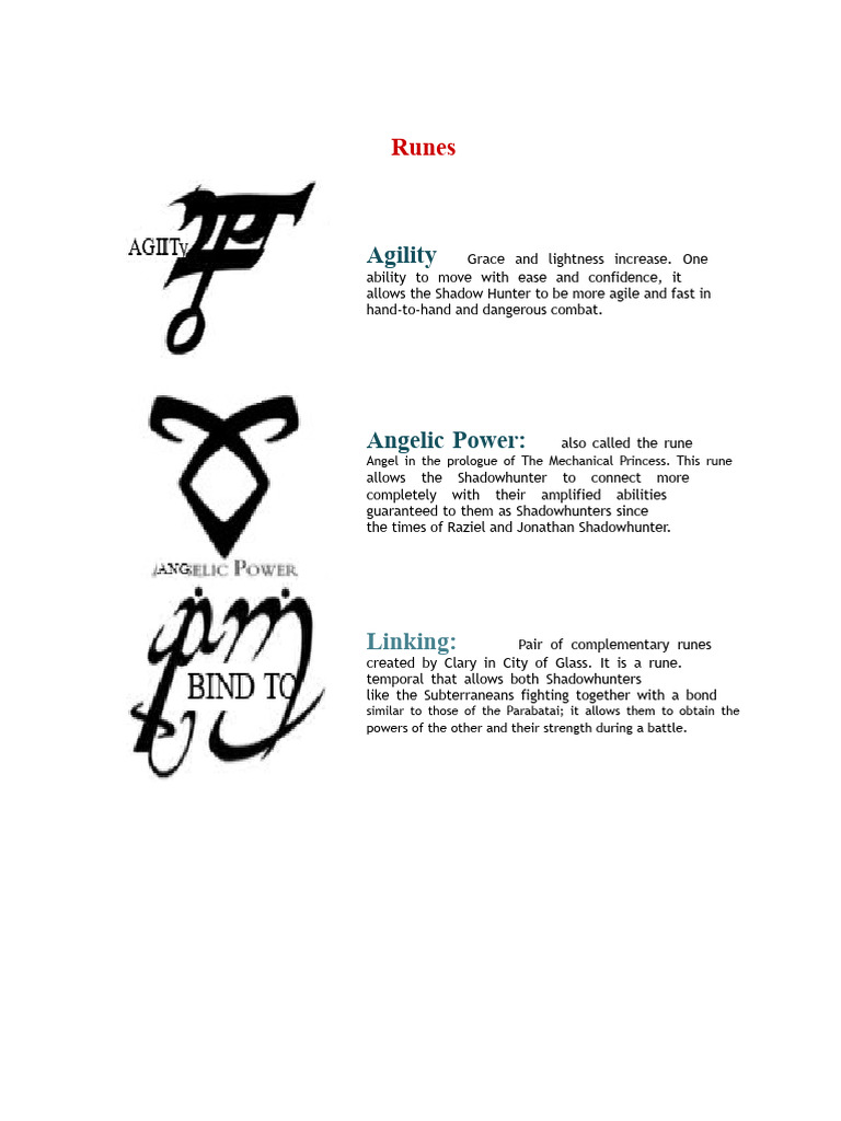 Shadowhunter Runes and Their Meanings | PDF