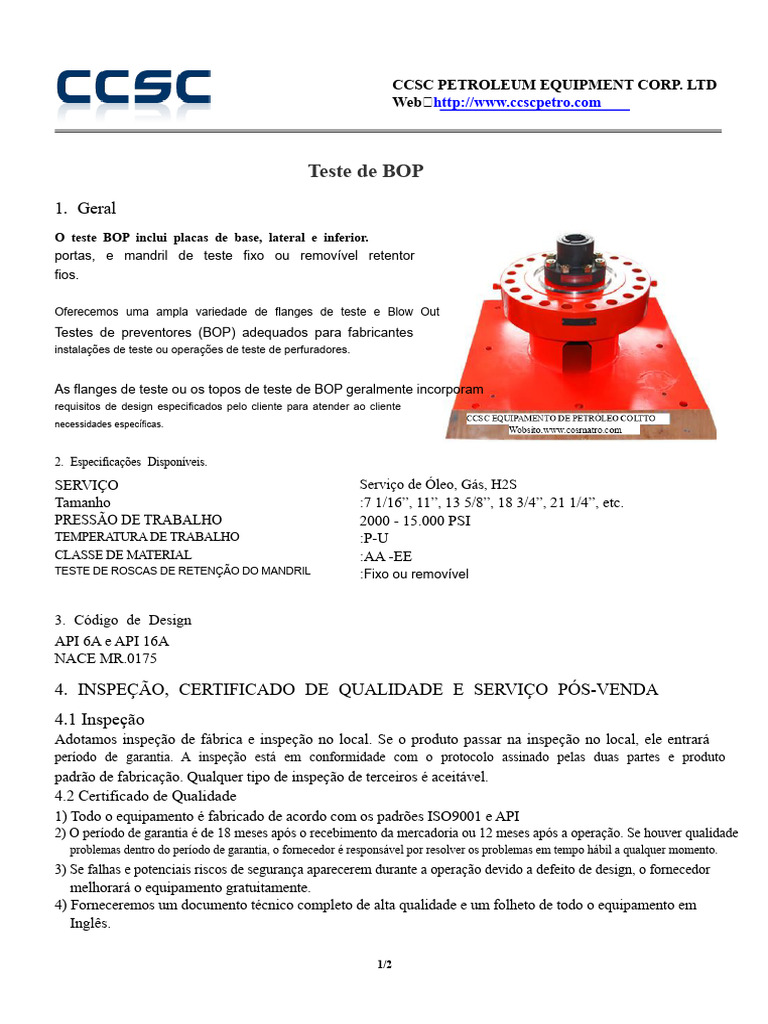 Teste de BOP Stump | PDF