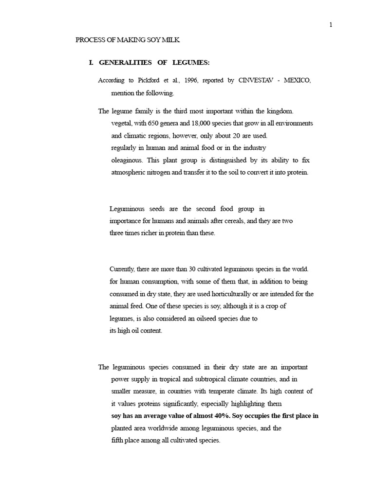 Preparation of Soy Milk | PDF | Soybean | Legume