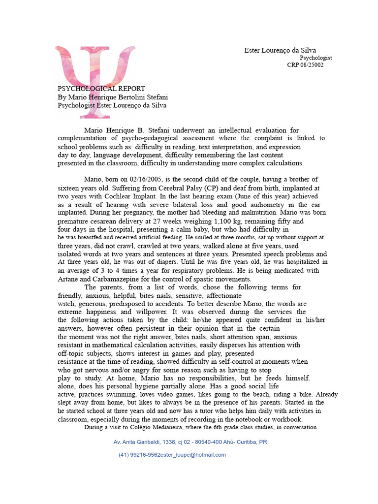 Wisc IV Adolescent Report | PDF | Learning | Cognition