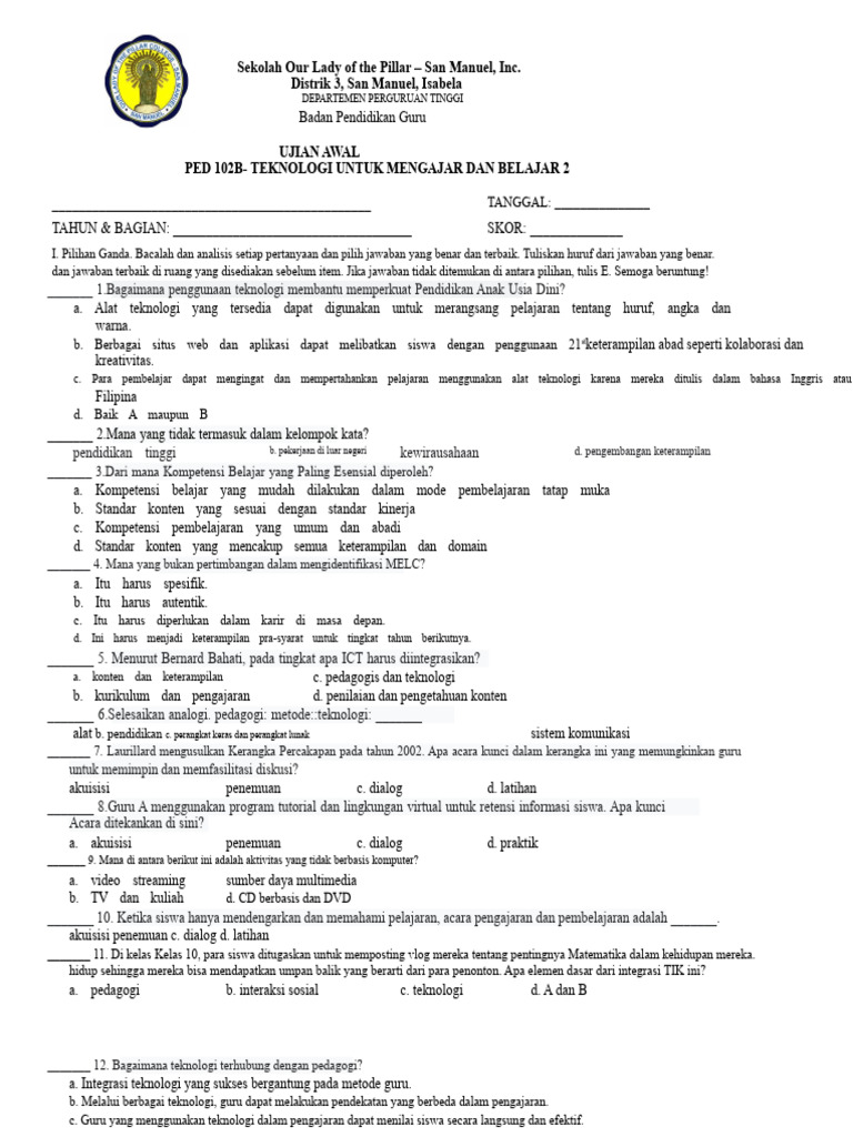 TTL 2 Pra-Ujian | PDF