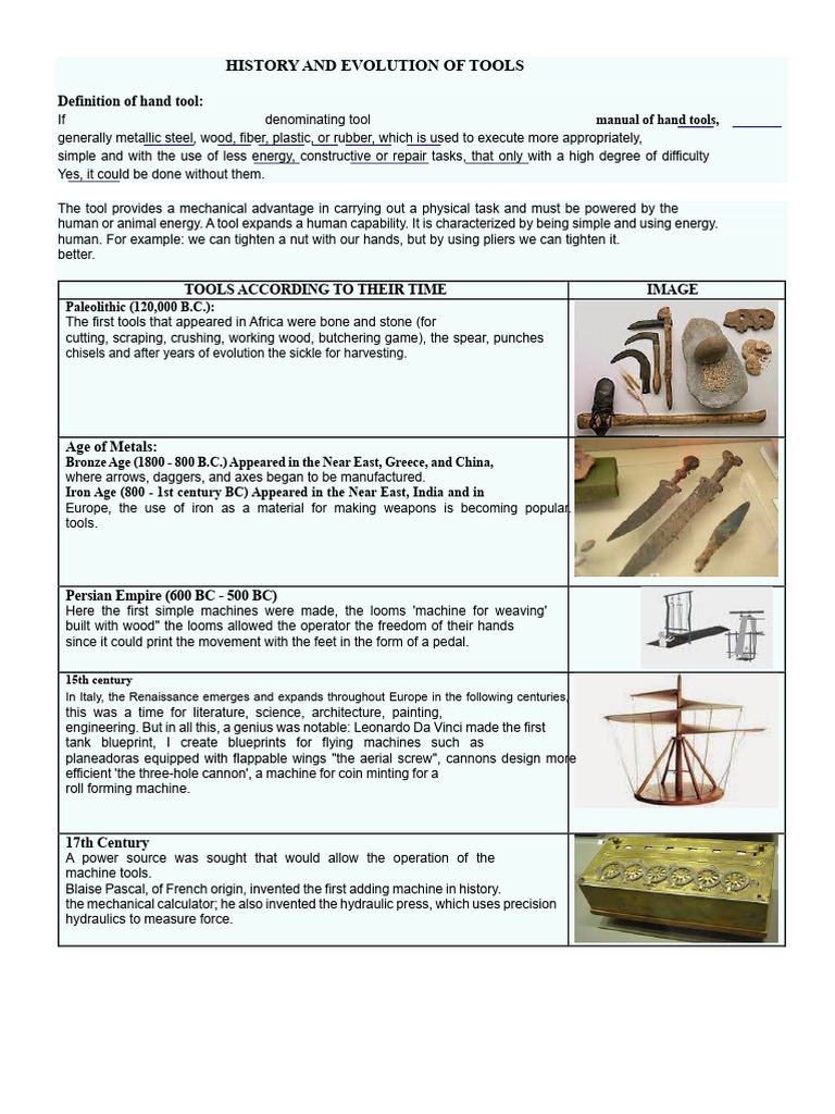 Evolution of Tools | PDF | Tools | Machines