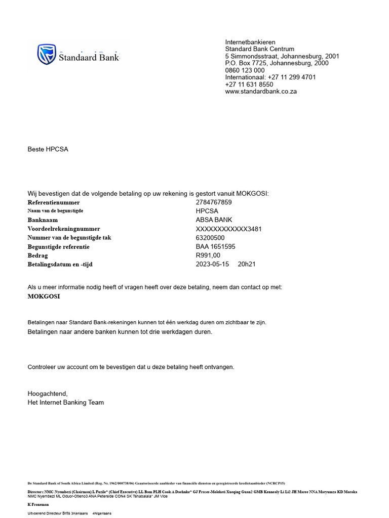 Bewijs Van Betaling | PDF