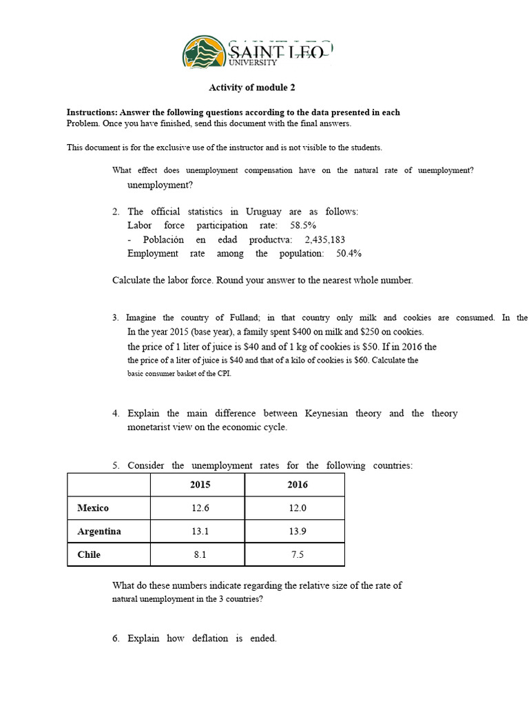 ECO 201 Module 2 Activity | PDF | Unemployment | Consumer Price Index
