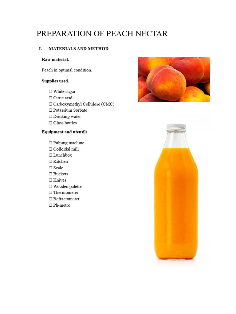 Peach Nectar Preparation Guide | PDF | Juice | Diet & Nutrition