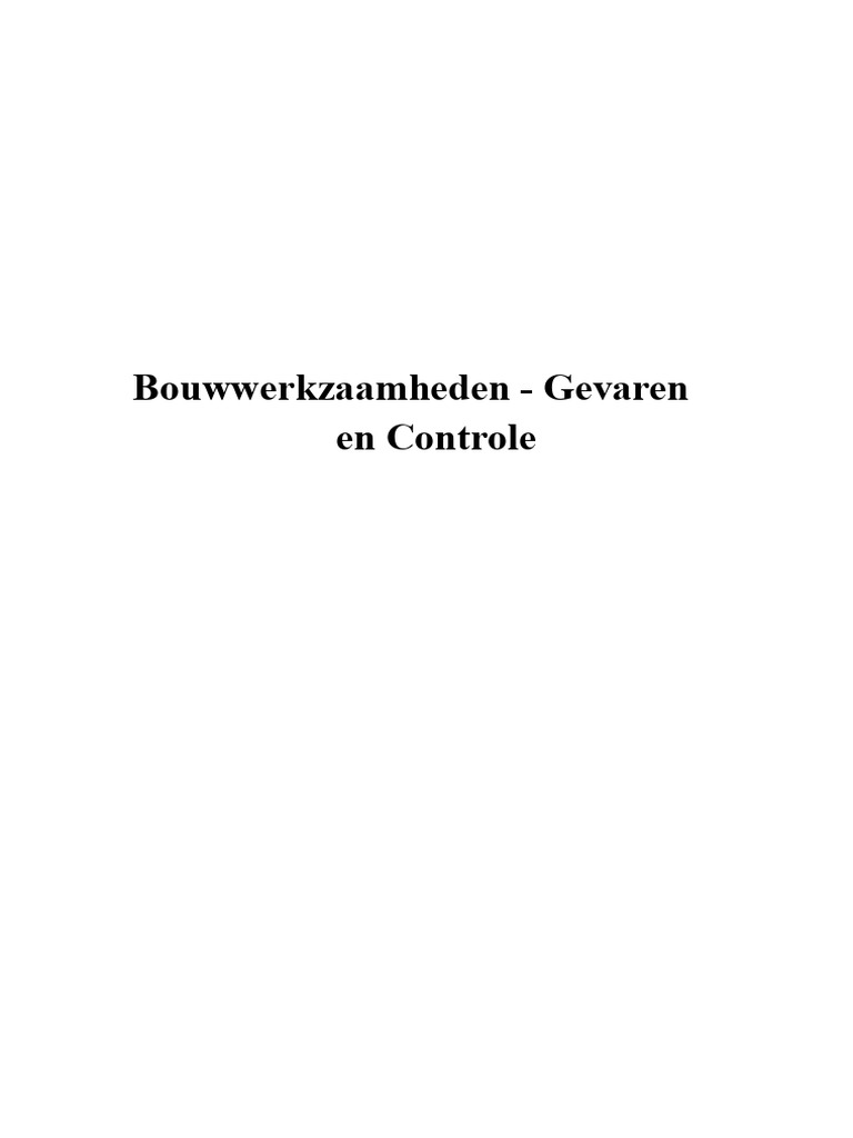 Bouwactiviteiten - Gevaren en Beheersmaatregelen | PDF