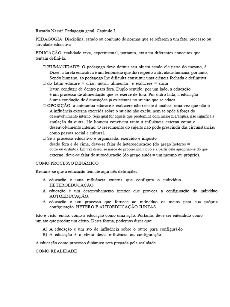 Ricardo Nassif | PDF | Pedagogia | Realidade