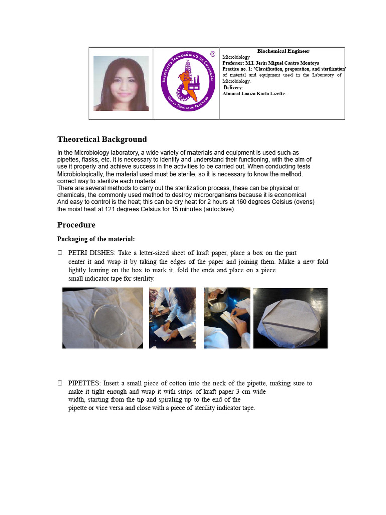Practice Report Format | PDF | Sterilization (Microbiology)
