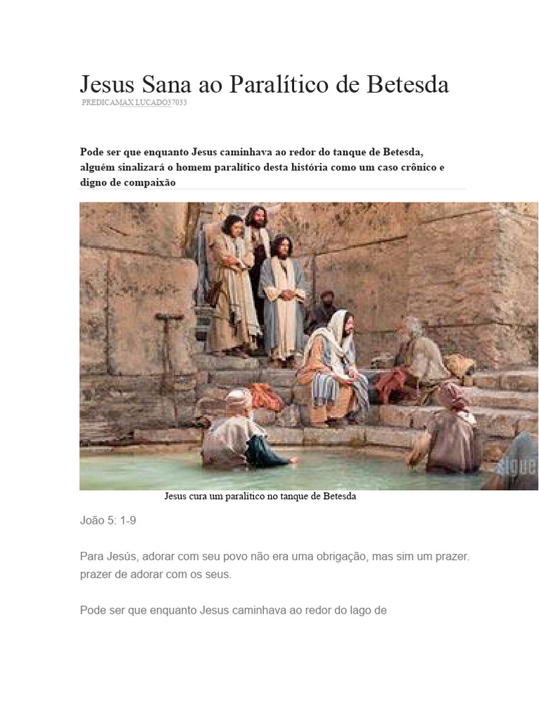 Jesus Cura o Paralítico de Betesda | PDF | Jesus | Milagre