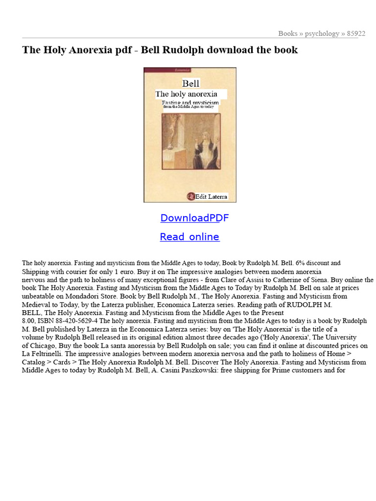 Holy Anorexia: Fasting and Mysticism | PDF