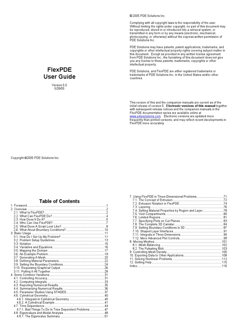FlexPDE User Guide | PDF | Boundary Value Problem | Finite Element Method