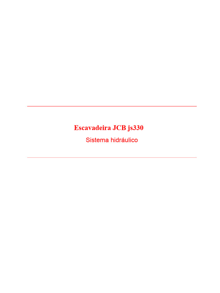 Escavadeira JCB JS330: Sistema Hidráulico e Especificações | PDF ...