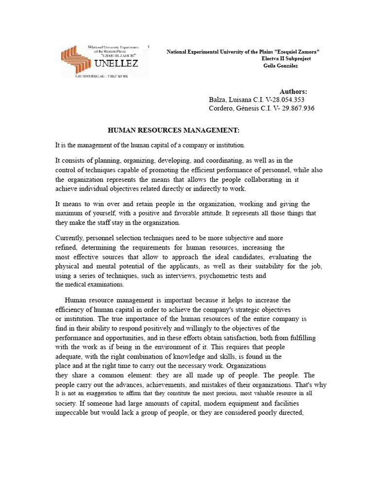Organization of Work and Incorporation of Personnel in The Organization ...
