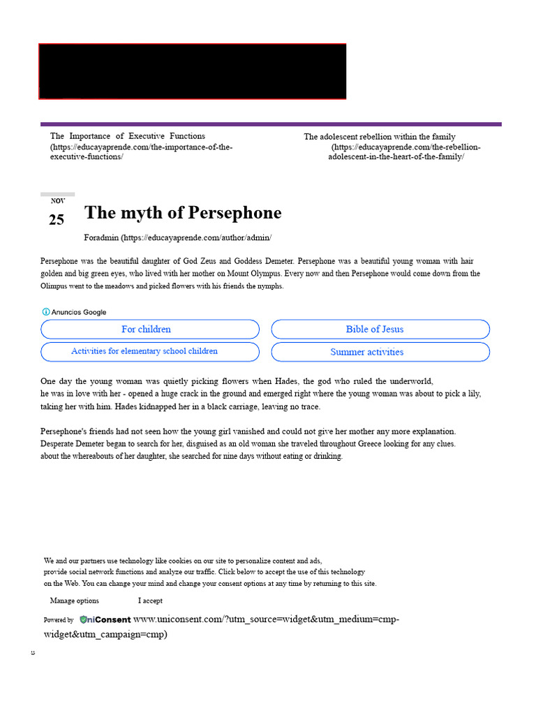 The Myth of Persephone | PDF | Persephone | Hades