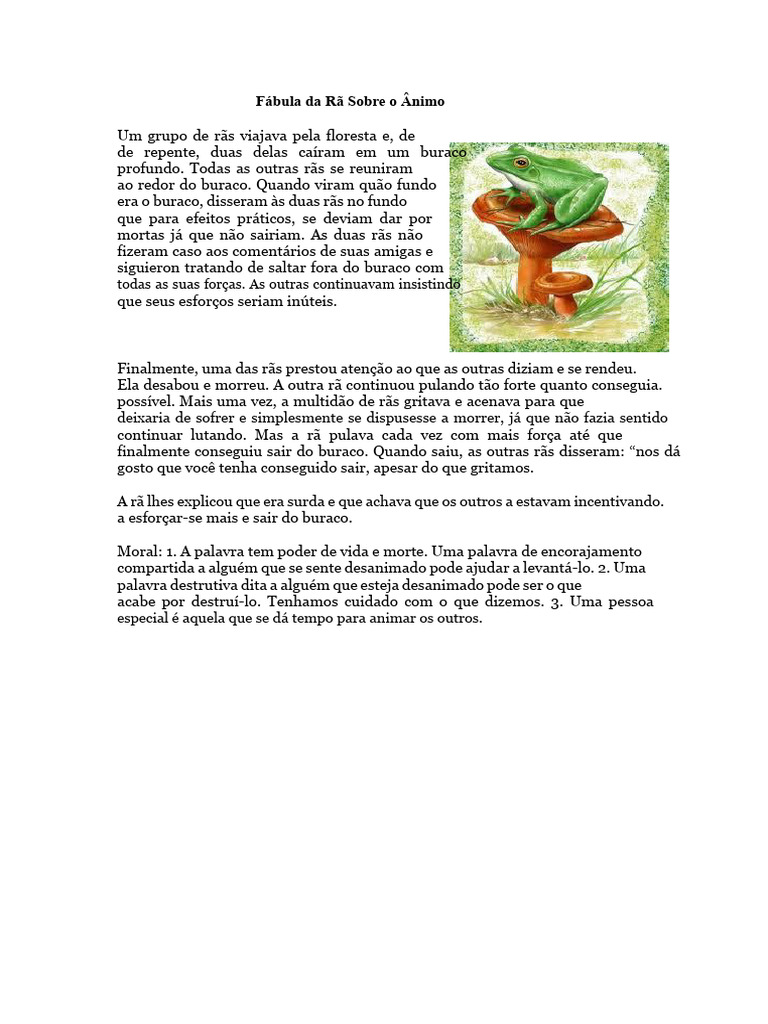 FÁBULA DA Rã SOBRE O ANIMO | PDF