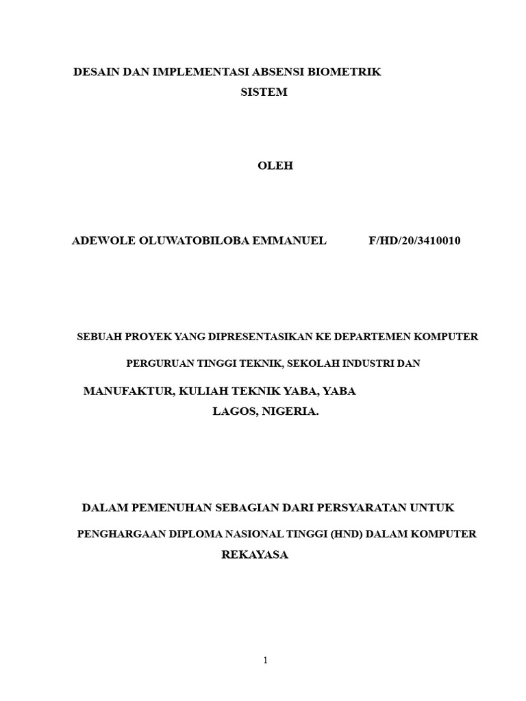 Sistem Absensi Biometrik Efisien | PDF