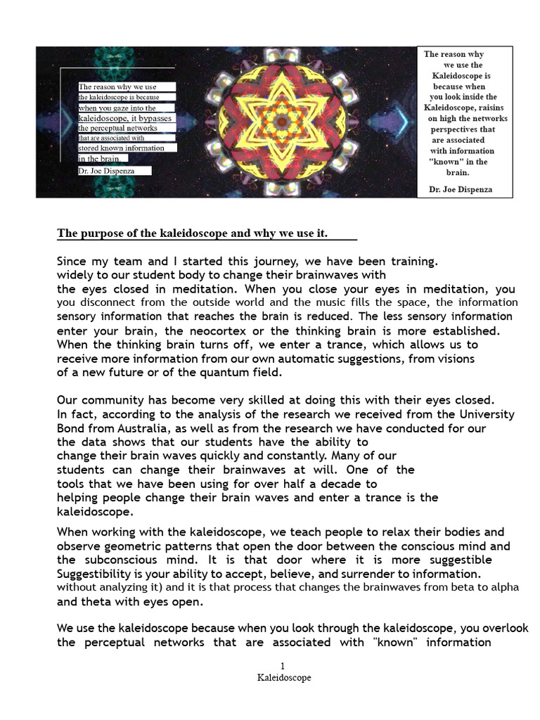 The Purpose of The Kaleidoscope and Why We Use It | PDF | Trance | Mind