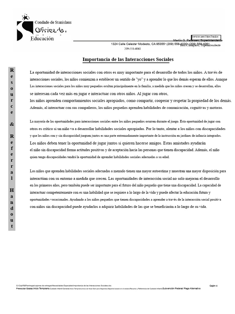 Importancia de Las Interacciones Sociales | PDF | Juguetes | Educación ...