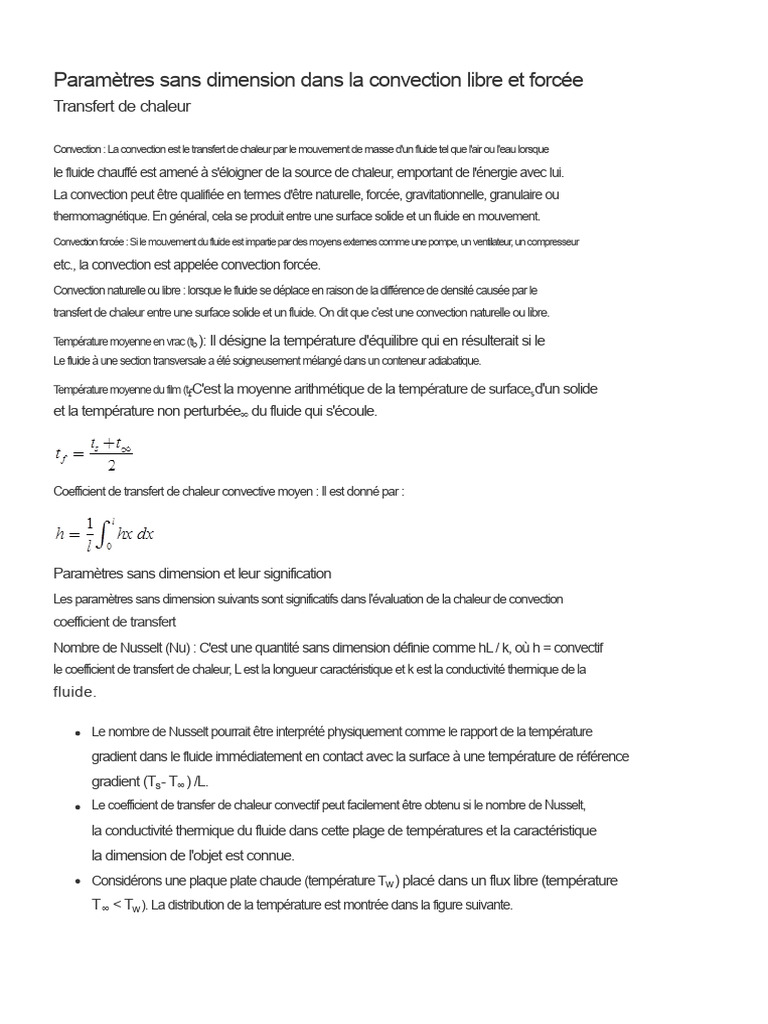 Paramètres sans dimension en convection | PDF | Convection | Chaleur