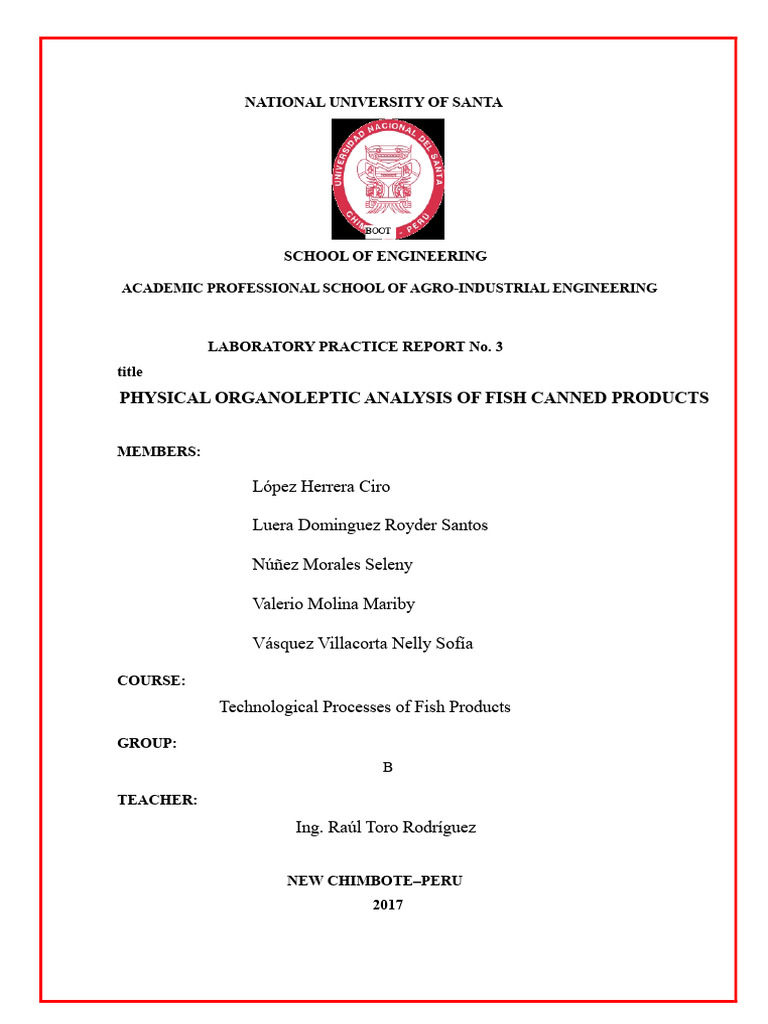 Print Report of Physical Organoleptic Analysis of Fish Preserves | PDF ...