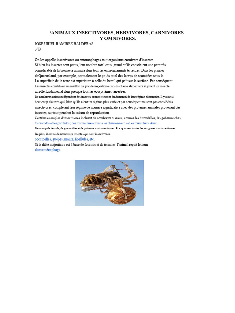 Liste des animaux insectivores | PDF | Insectes | Herbivore