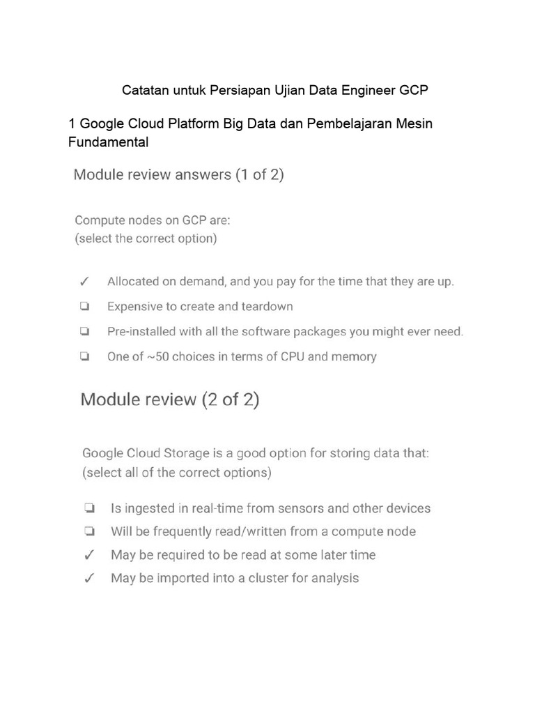 Catatan Untuk Persiapan Ujian Data Engineer GCP | PDF