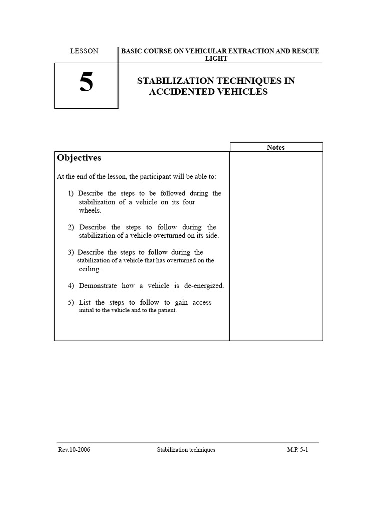 Lesson 5 Vehicle Stabilization Techniques | PDF | Vehicles | Transport