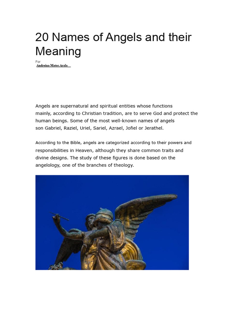 20 Names of Angels and Their Meaning | PDF | Angel | Gabriel