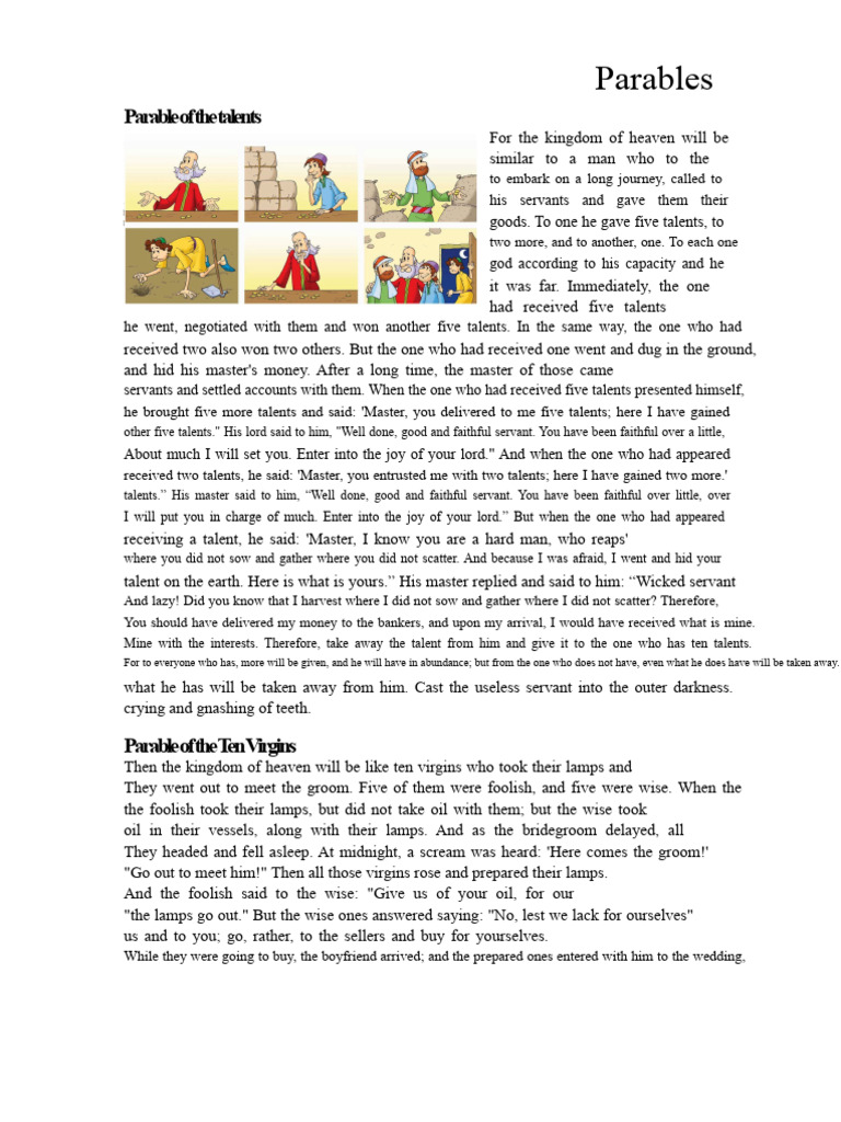 25 Parables and Their Morals | PDF | Parables Of Jesus